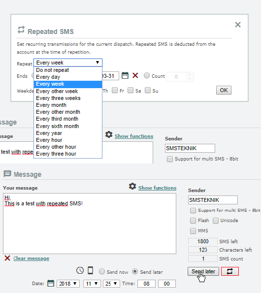 Repeated SMS - SMS Teknik
